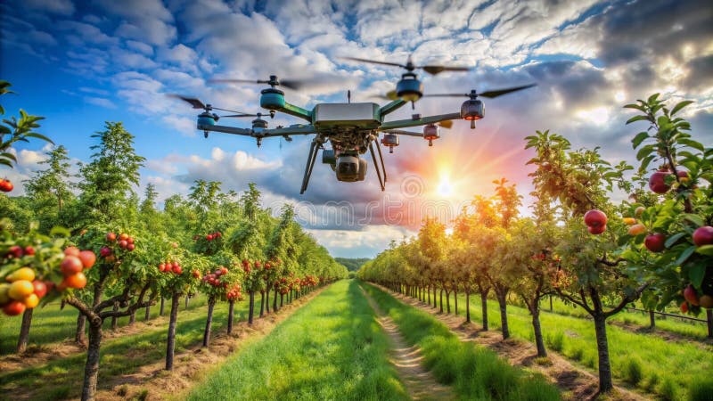 High-tech Drones with Multispectral Cameras Soar Above Lush Orchards ...