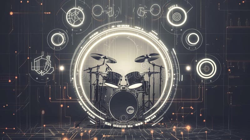High-tech Drum Set with Luminous Circular Interface Stock Photo - Image ...