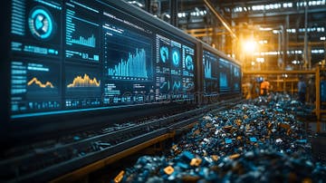 High Tech E Waste Management with Data Visualizations on Screens Stock ...