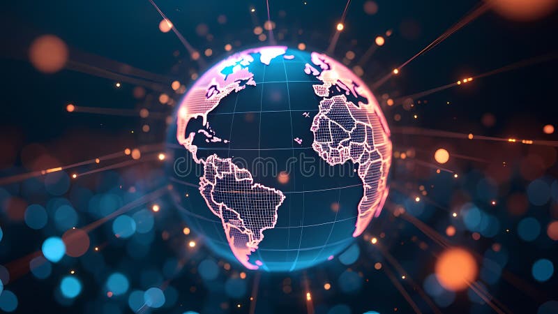 High-Tech Earth with Glowing Connections on Background Stock ...