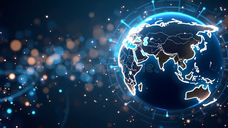 High-Tech Earth with Network Grid in Environment Stock Illustration ...