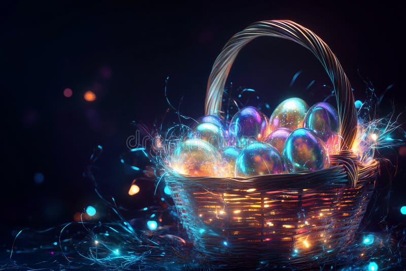 High-tech Easter Basket Filled with Translucent Eggs Illuminated with ...