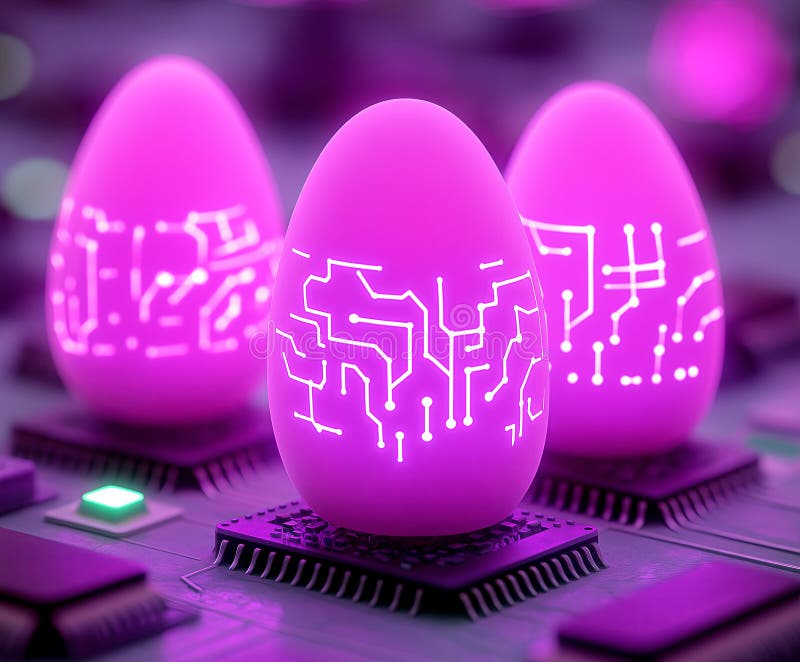 Cybernetic Egg Incubation on Microchips Stock Illustration ...