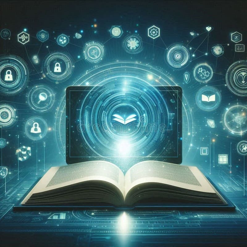 High-Tech Education: Geometric Patterns and Knowledge Symbols Stock ...