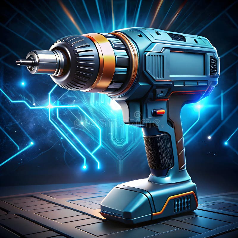 A High-tech Electric Drill Featuring a Futuristic Design, Showcasing Advanced Features and ...