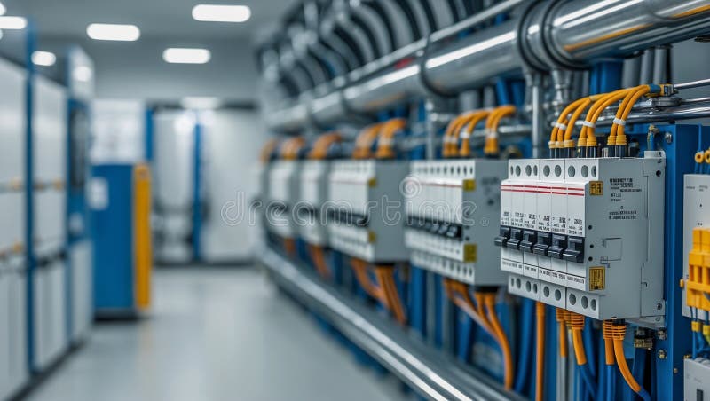 High-Tech Electrical System with Circuit Breakers Stock Illustration ...