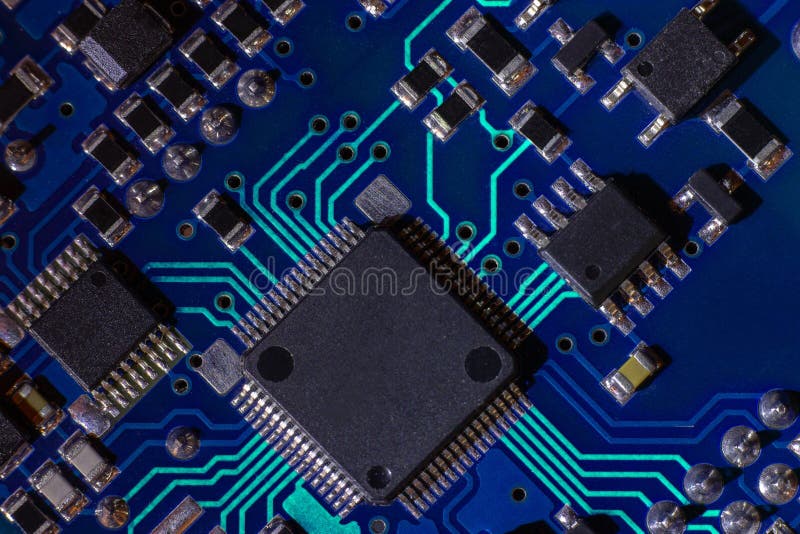 High-tech Electronic Board PCB with Processor, Microcircuits and ...