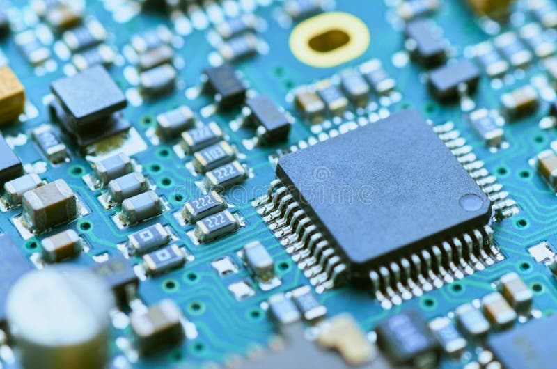 High-tech Electronic Board with Processors and Microchips Close-up ...