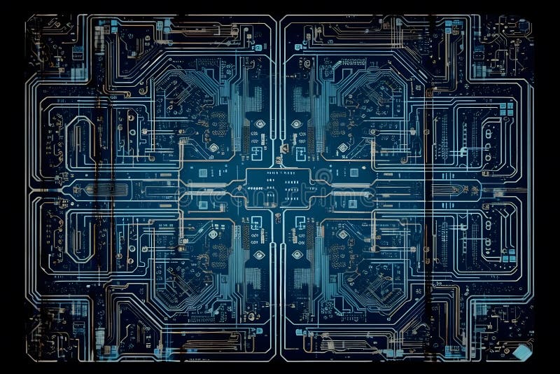 High Tech Electronic Circuit Board Background. Neural Network AI ...