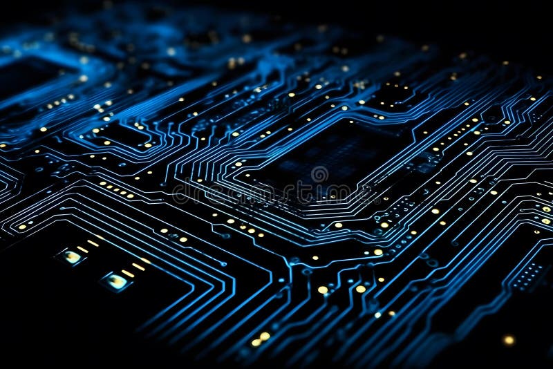 High Tech Electronic Circuit Board Background. Neural Network AI ...
