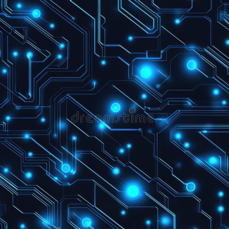 High-tech Electronic Circuit Board Pattern Featuring Glowing Blue ...