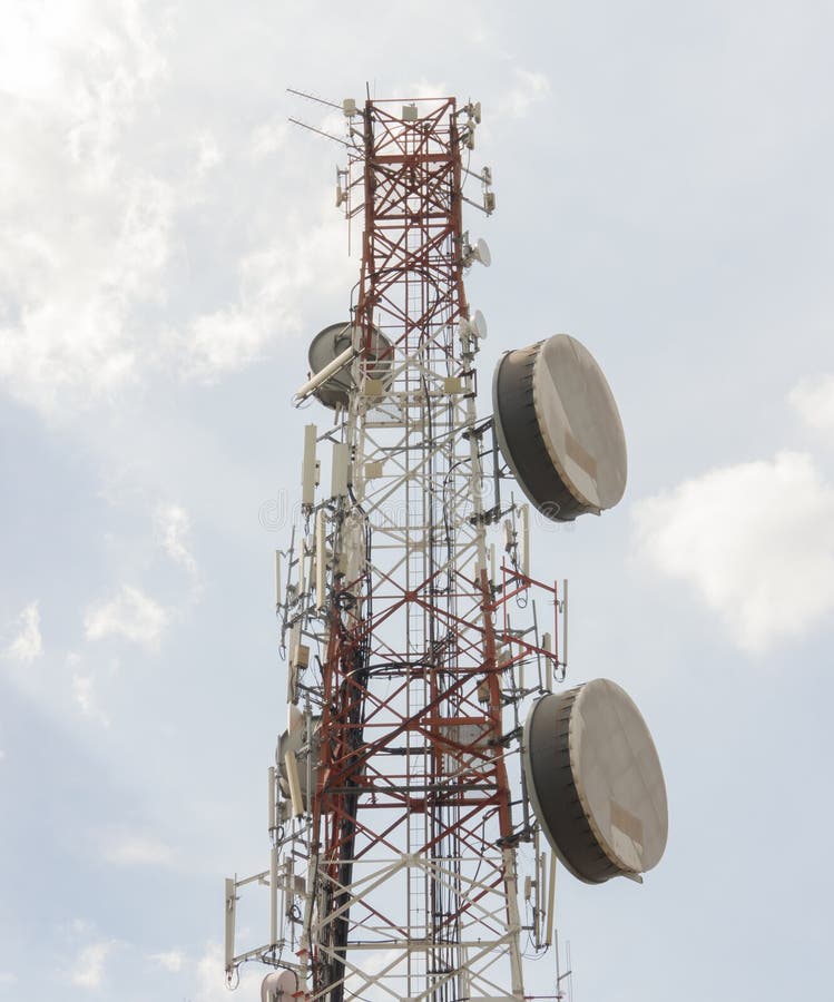 High-Tech Electronic Communications Tower Stock Image - Image of ...