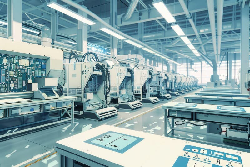 High-Tech Electronics Manufacturing Facility - Industrial Production ...