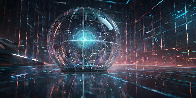 High-Tech Energy Core Sphere in Digital Space Stock Illustration ...