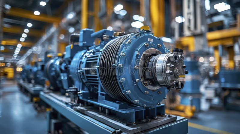 High-Tech Engine Assembly Under Factory Lighting Stock Illustration ...