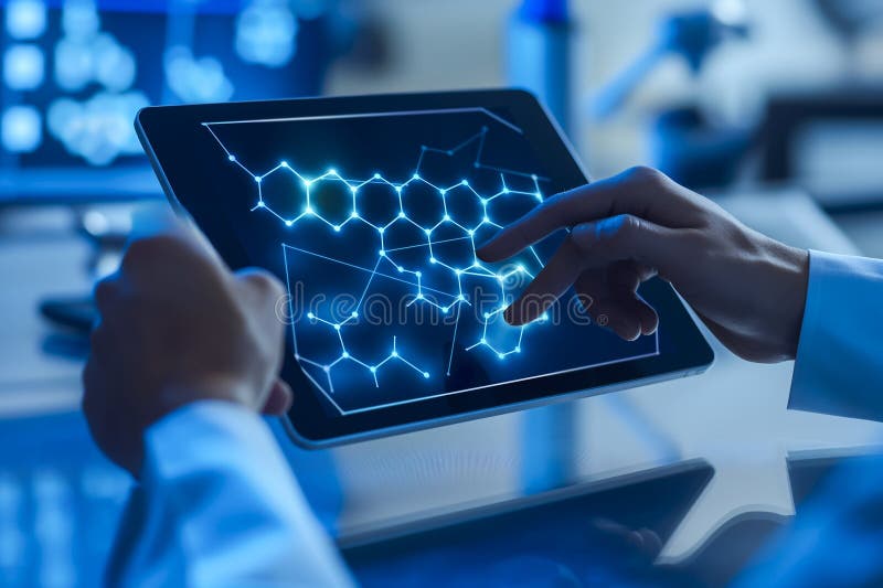 High Tech Engineer Working in the Research Laboratory with the Tablet ...