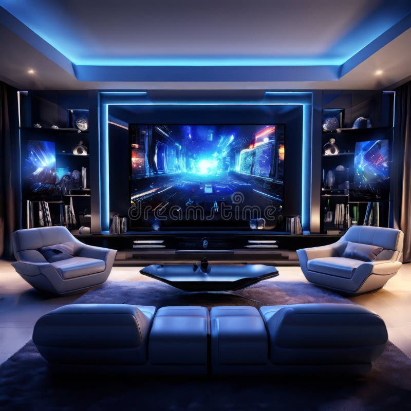 High Tech Entertainment a Living Room Designed for the Ultimat Stock ...
