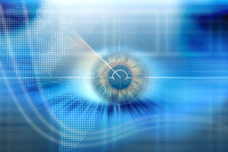 High Tech Eye With Blue Background Stock Illustration - Illustration of ...