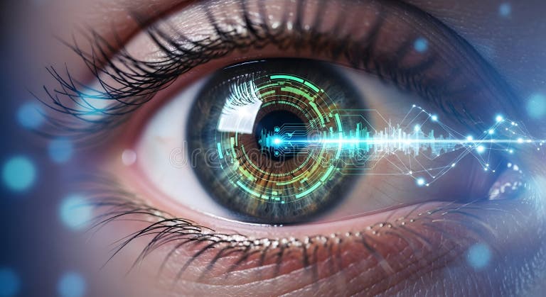 High-tech eye interface. stock illustration. Illustration of glowing - 389923295