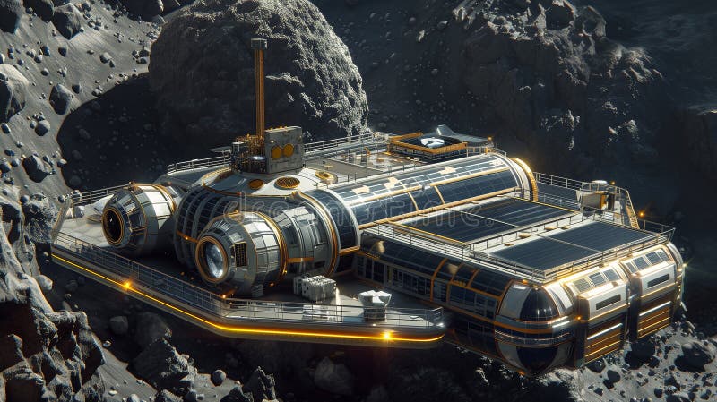 A High-tech Facility for Extracting Regolith from Asteroids. Stock ...