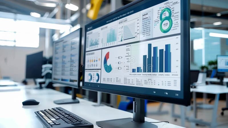 Modern Manufacturing Software Displaying Production Data on a Computer ...