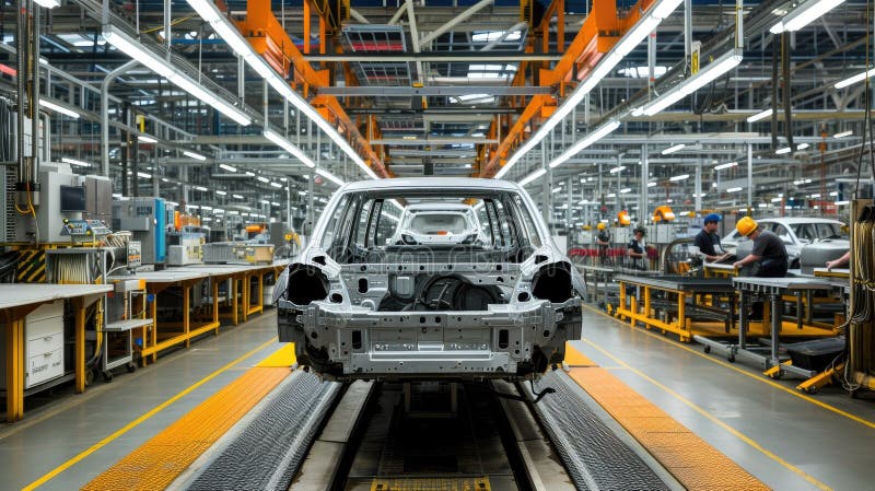 High-Tech Factory: Precision Car Production Techniques. Stock ...