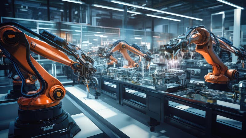 High-tech Factory with Robots Stock Image - Image of engineer, modern ...