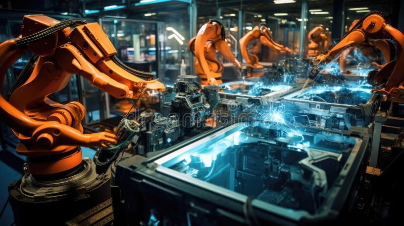 High-tech Factory with Robots Stock Image - Image of smart, manufacture ...
