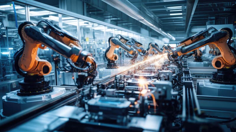 High-tech Factory with Robots Stock Image - Image of smart, future ...