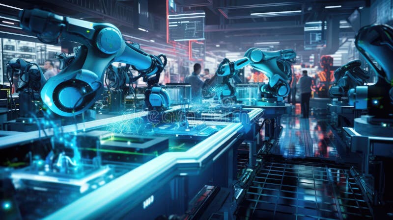 High-tech Factory with Robots Stock Image - Image of manufacturing ...