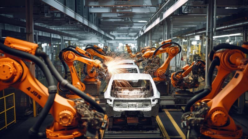 High-tech Factory with Robots Stock Photo - Image of facility, concept ...