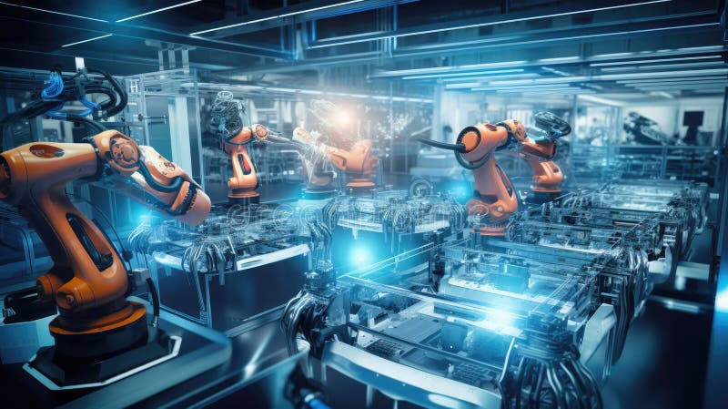 High-tech Factory with Robots Stock Photo - Image of science, automated ...