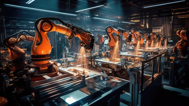 High-tech Factory with Robots Stock Photo - Image of assembly, smart ...