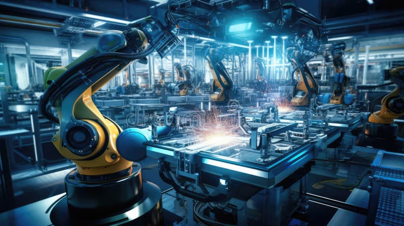 High-tech Factory with Robots Stock Image - Image of machine, smart ...