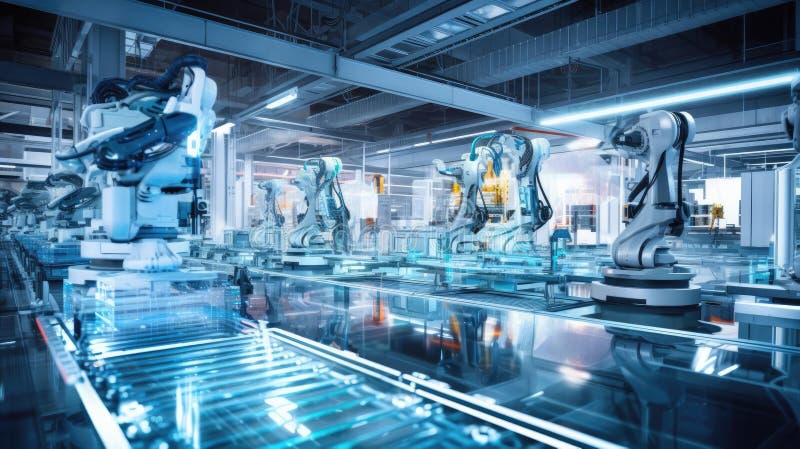 High-tech Factory with Robots Stock Image - Image of tablet, science ...