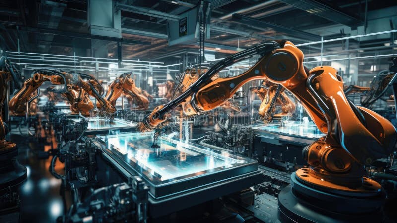 High-tech Factory with Robots Stock Photo - Image of digitization ...