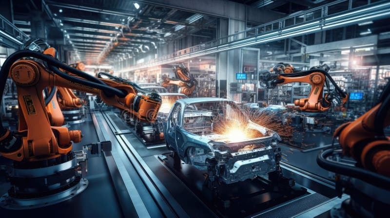 High-tech Factory with Robots Stock Image - Image of smart, development ...