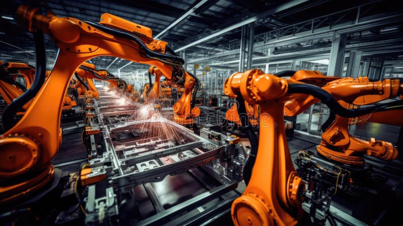 High-tech Factory with Robots Stock Photo - Image of smart, engineer ...