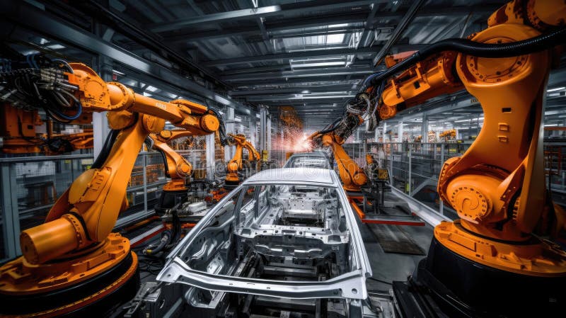 High-tech Factory with Robots Stock Photo - Image of work, smart: 294176188