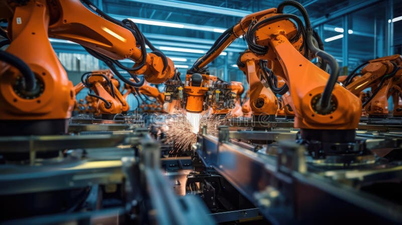 High-tech Factory with Robots Stock Image - Image of autonomous, work ...
