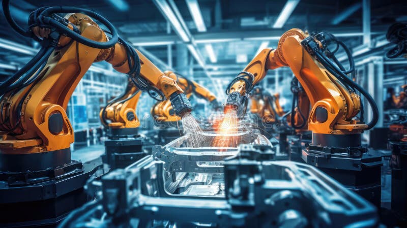 High-tech Factory with Robots Stock Image - Image of automated, digital ...