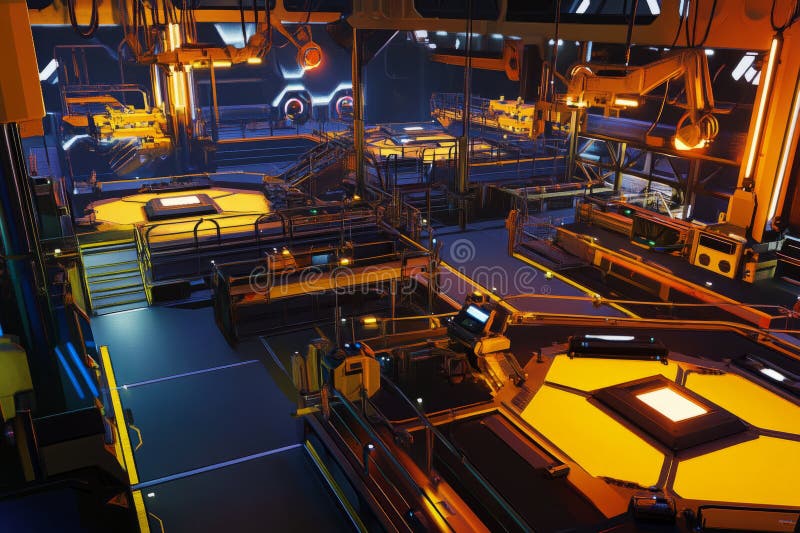 A High-tech Factory Where Massive Hexagonal Platforms Move in a ...