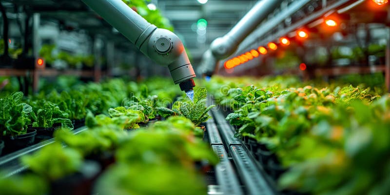 High-Tech Farming.Advanced Agricultural Robotics in Greenhouse Stock ...