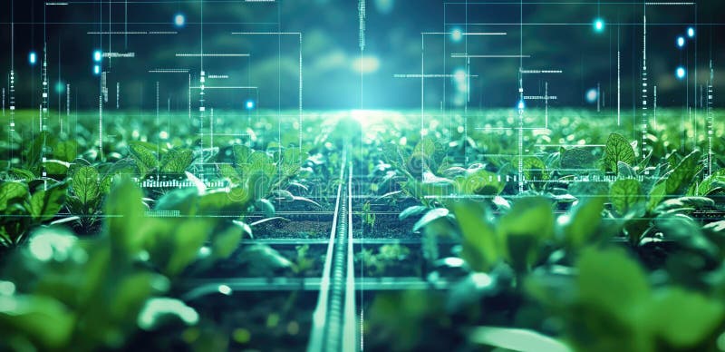 High Tech Farming Background with AI Powered Digital Systems. Modern ...