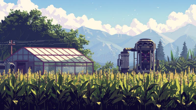 High-tech Farming with Robotic Systems and Cornfields Stock Photo ...