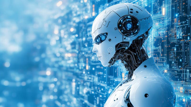 A High-tech Female Robot with an Artificial Intelligence AI Circuit ...