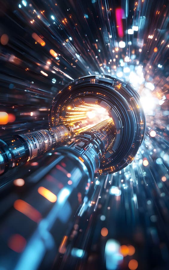 A High-tech Fiber Optic Cable Surrounded by Advanced Optical Components ...