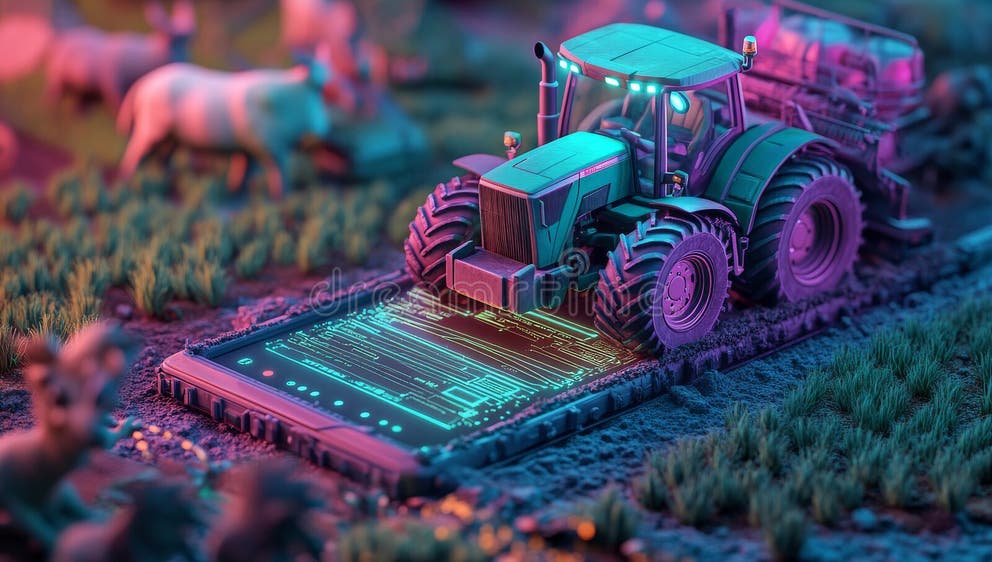 High-tech Field Control App with a Tractor Icon, Designed for ...