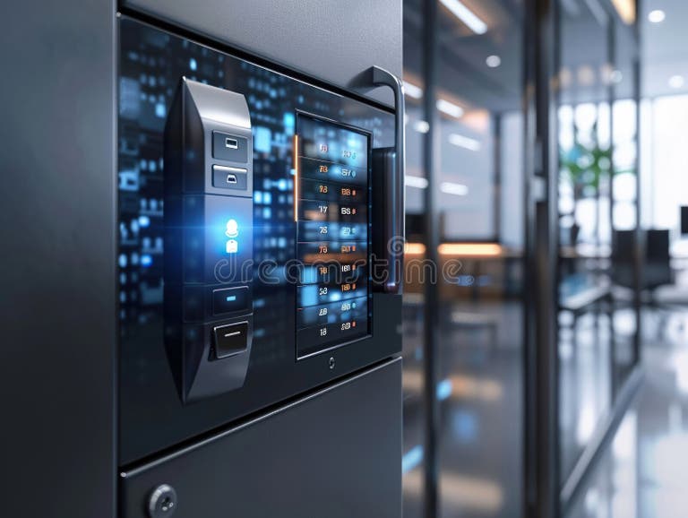 High-tech File Cabinet with Digital Lock 3D Rendering Stock ...