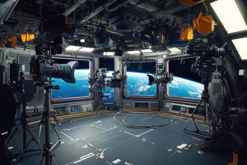 High-tech Filming Studio with Stunning Earth Views from Space Station ...